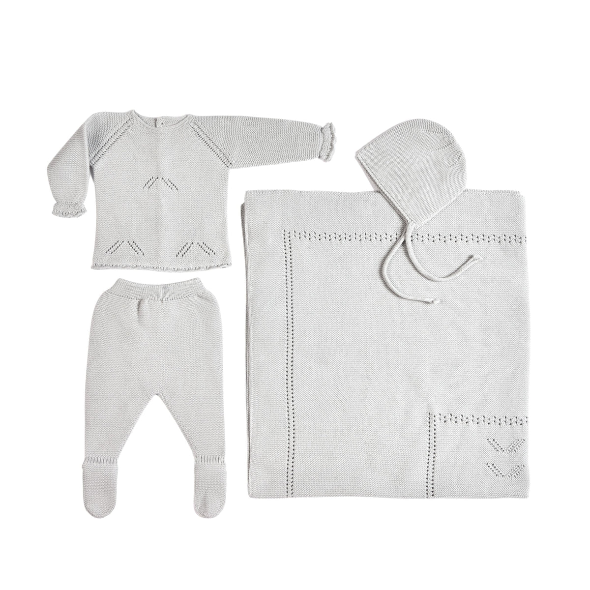 Buy MELI | Baby Pearl Grey Layette Set (4) Online | Bebe Sweeny